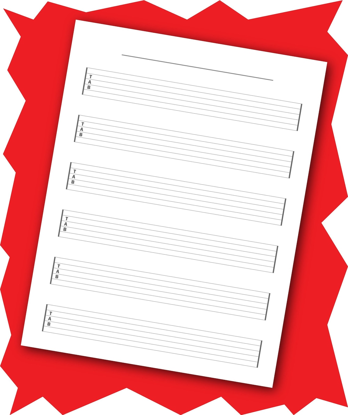 Blank 6-string Guitar Tablature 6 Large Rows for Easy Reading, Blank ...
