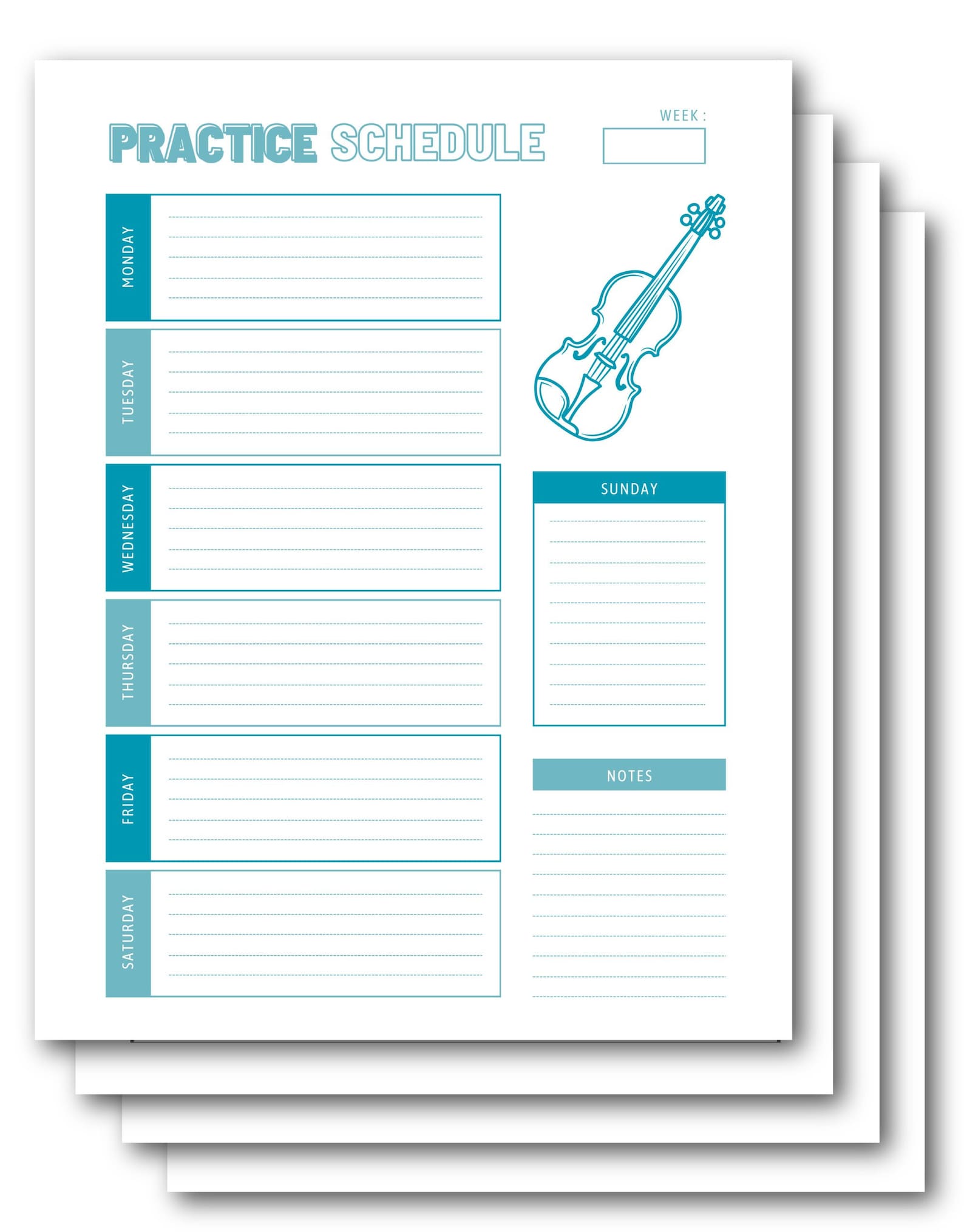 BUNDLE: Weekly Musical Instrument Practice Planners - Printable, Music ...