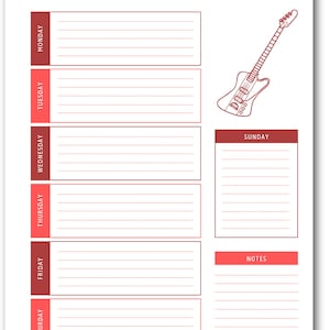 Weekly Bass Guitar Practice Planner- Printable, Study Planner, Practice ...