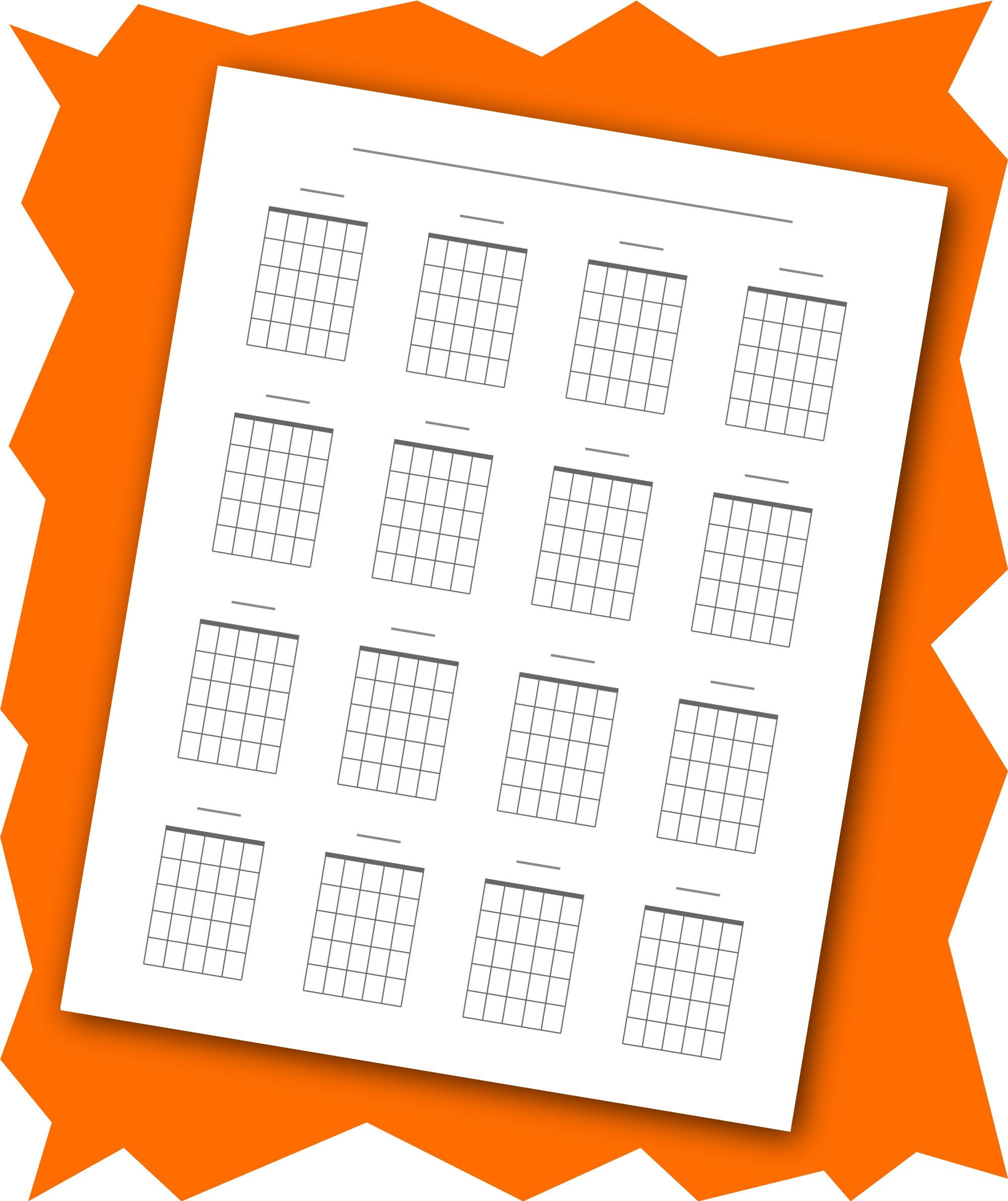 Blank Guitar Chord Charts Printable 16 per Page Blank Chord - Etsy UK