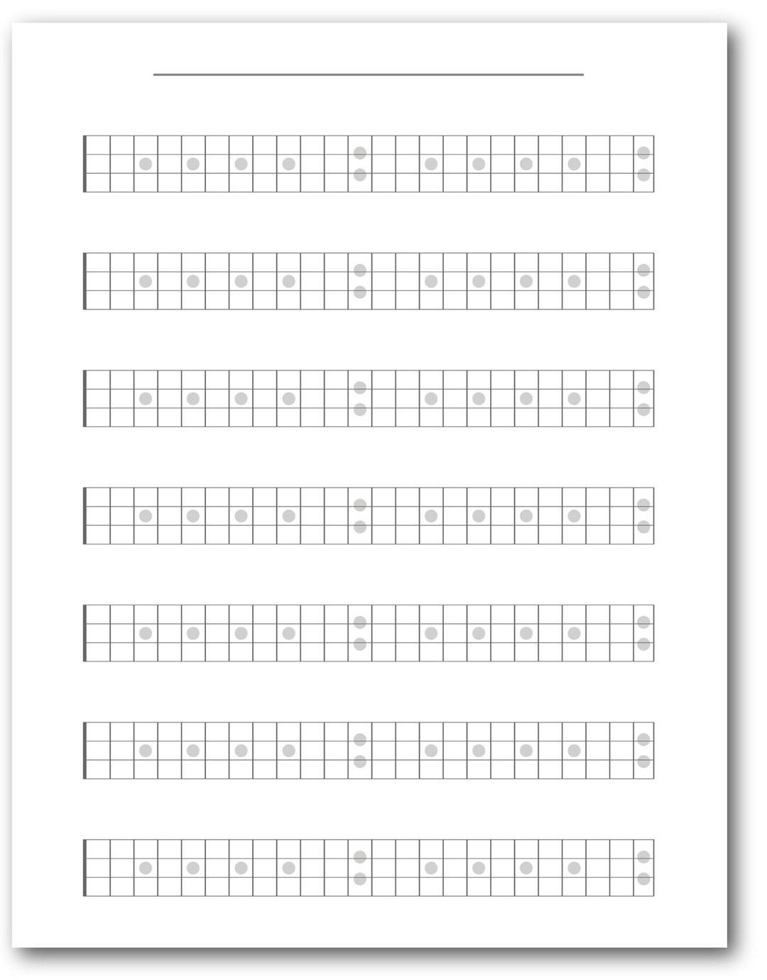 Blank Fretboard Diagrams for 4-string Bass Guitar Printable - Blank ...