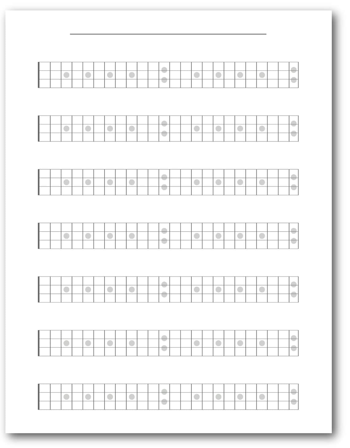 Blank Fretboard Diagrams for 4-string Bass Guitar Printable - Blank ...