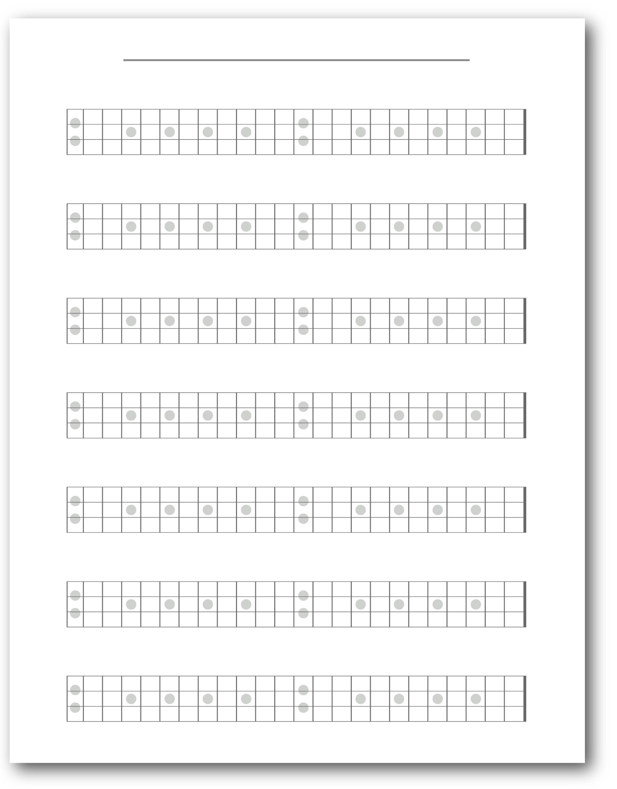 LEFT-HANDED Blank Fretboard Diagrams for 4-string Bass Guitar Printable ...