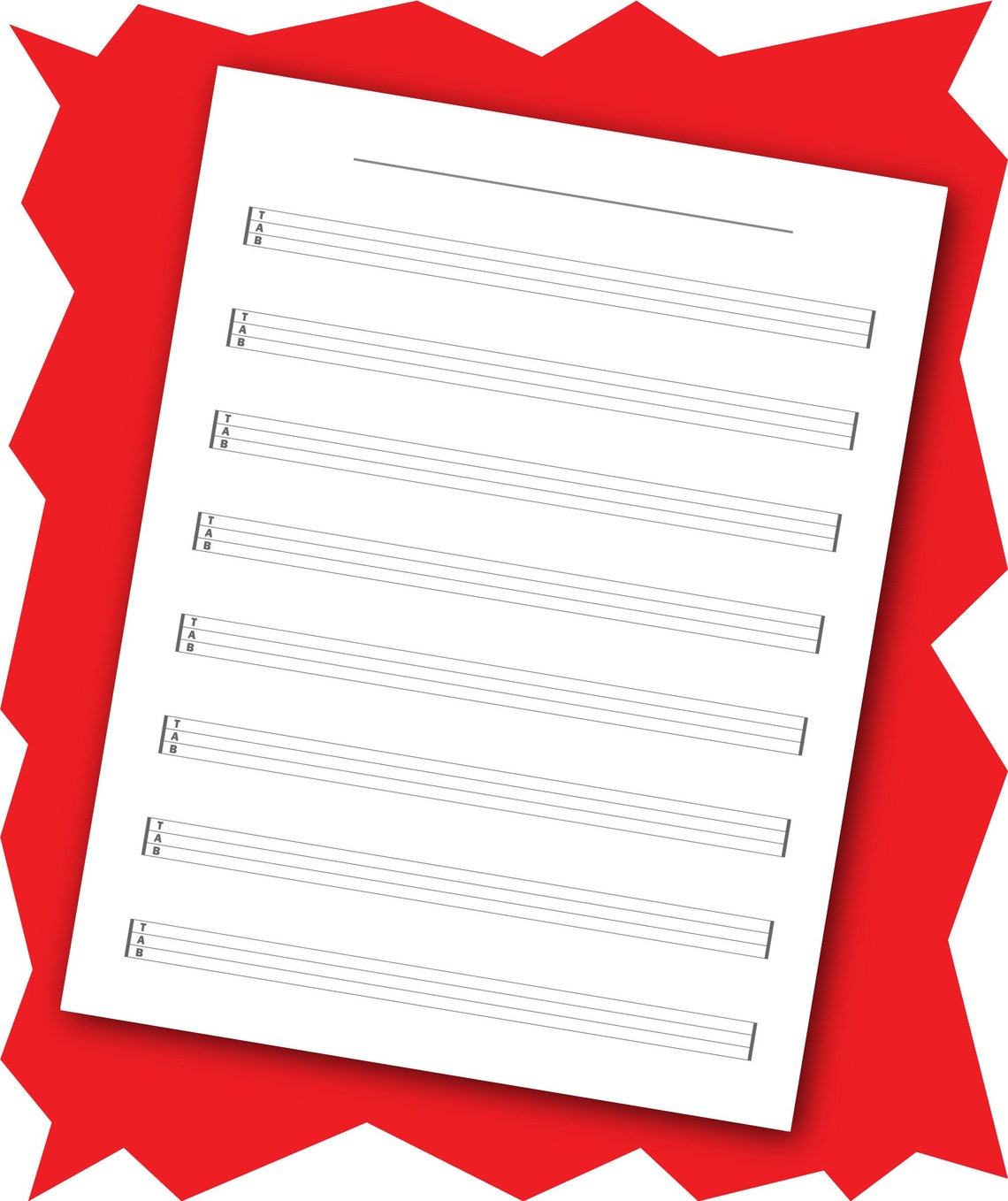 Blank 4-string Bass Guitar Tablature Printable - 8 Rows With Title ...