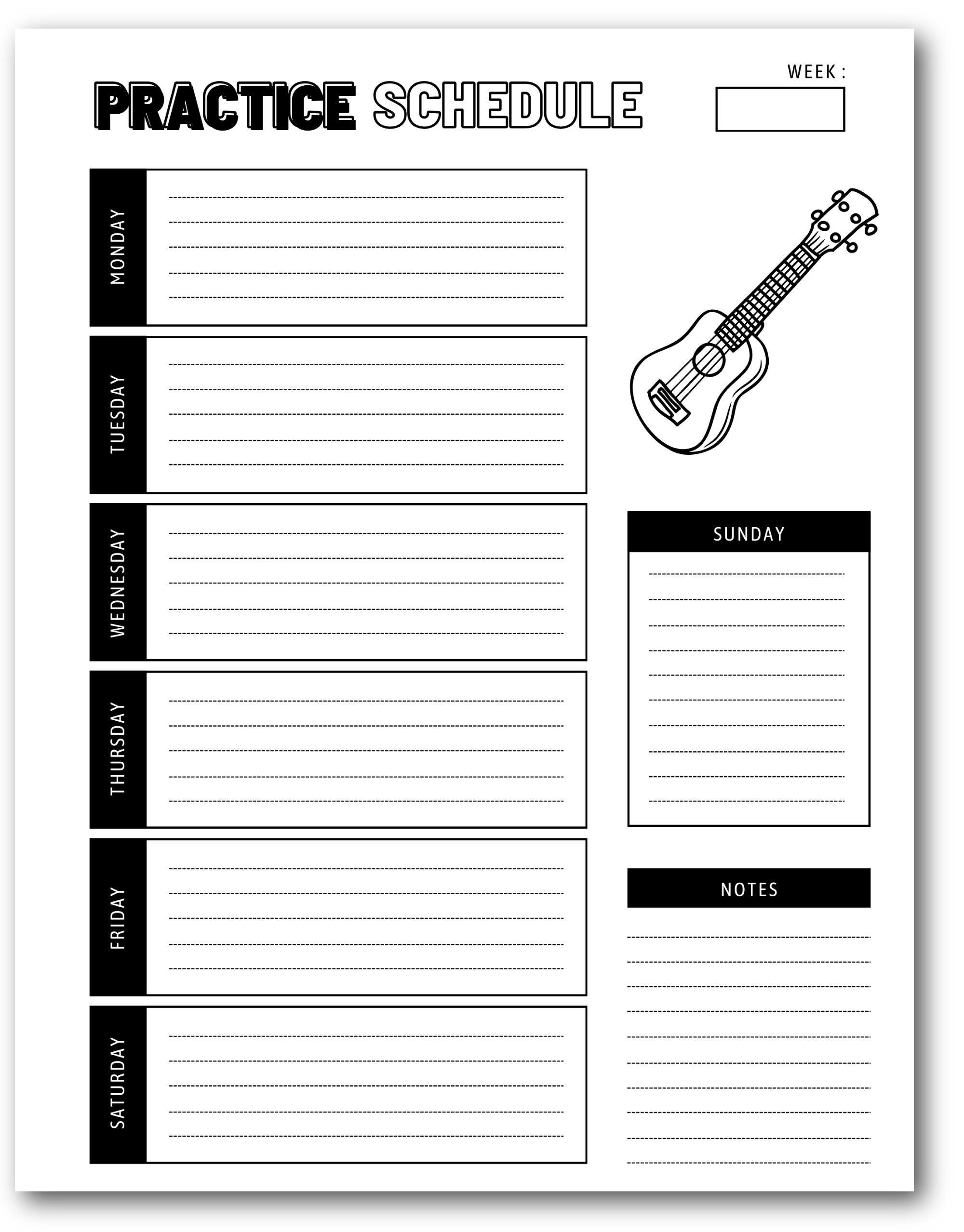 Weekly Ukulele Practice Planner- Printable, Study Planner, Weekly ...