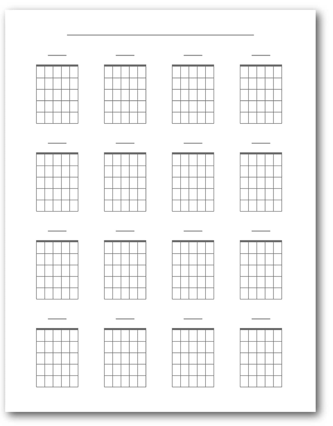 Blank Guitar Chord Diagrams | 16 Grids Songwriting Worksheet | Guitar ...