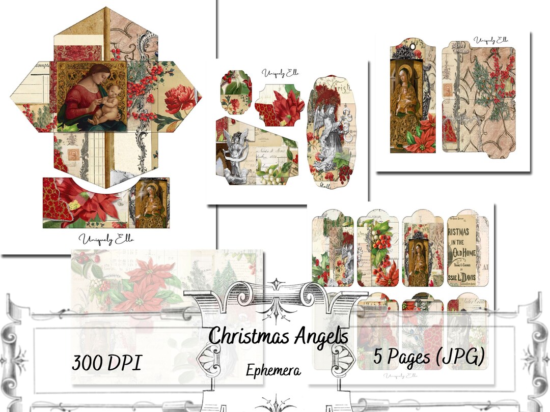 Christmas Angels - Ephemera Pages - Printable Pages - Junk Journaling ...