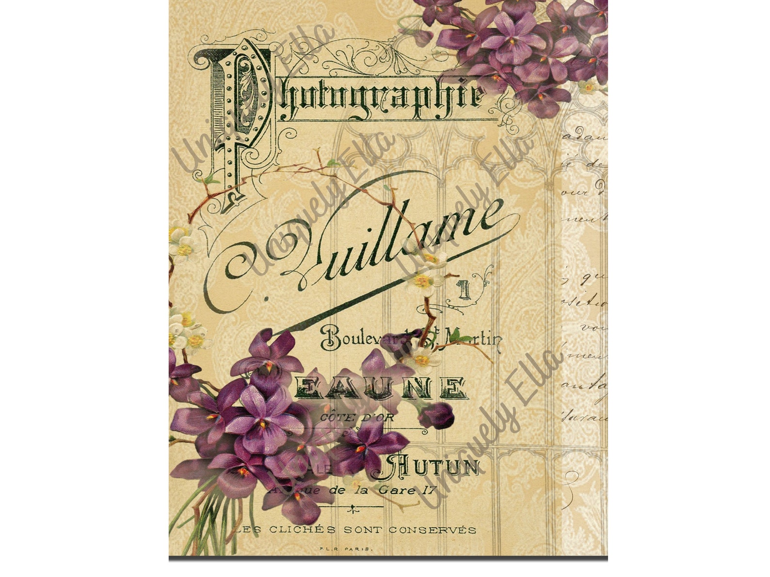 Vintage French Documents With Florals - Journal Pages - Background ...