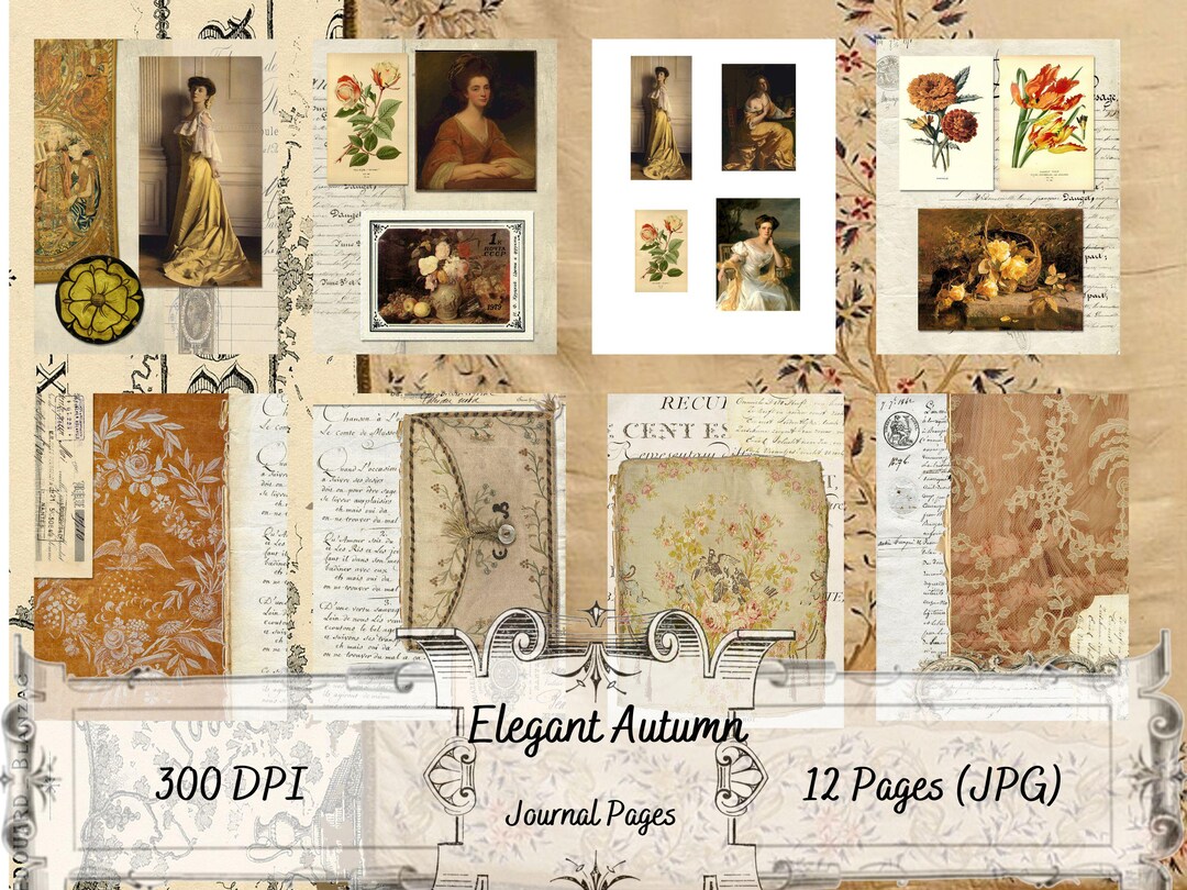 Elegant Autumn - Tall Journal Pages - Printable Paper - Digital ...