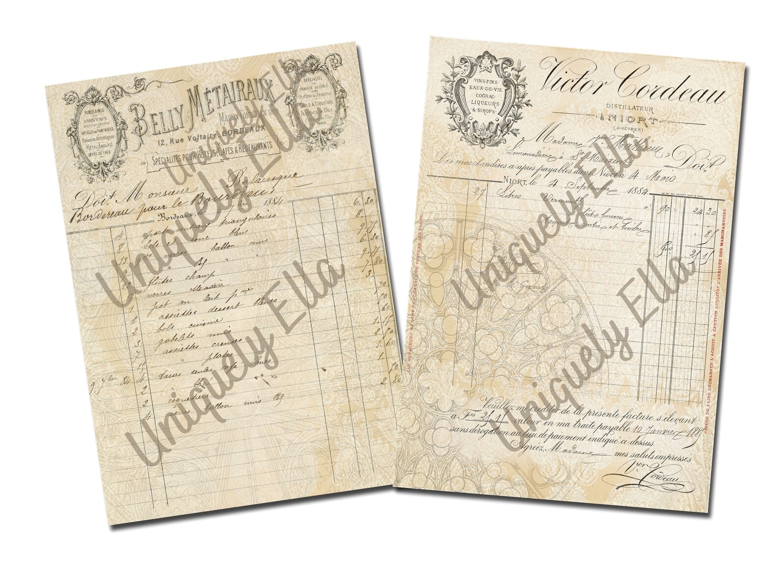 Vintage French Documents - Essentials - Antique Ephemera - Printable ...