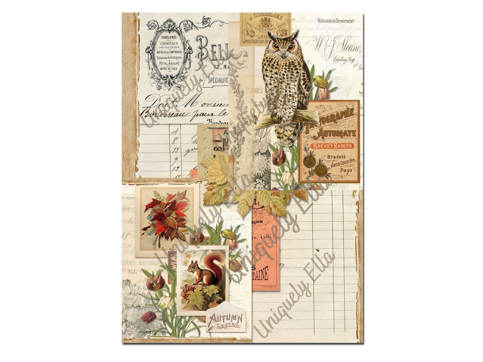 Autumn Garden Critters - Tall Collage Fall Pages - Printable Pages ...