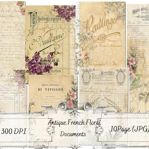Vintage French Documents With Florals - Journal Pages - Background ...