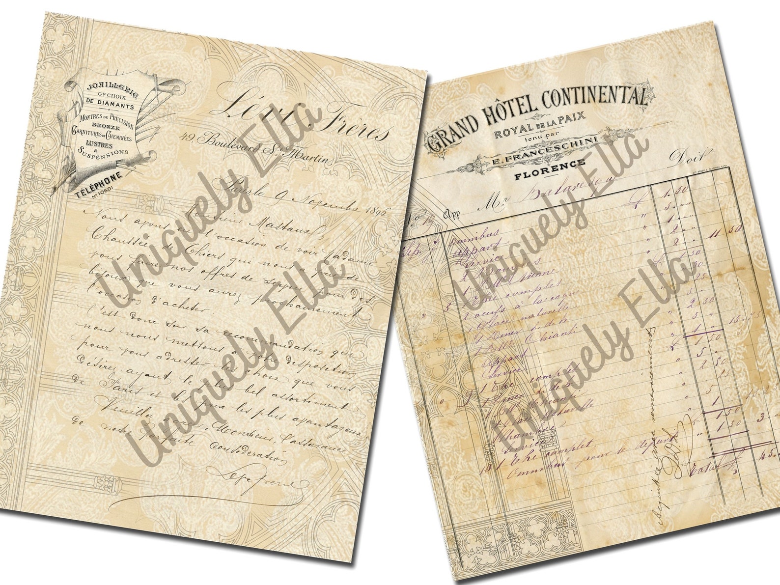 Vintage French Documents - Essentials - Antique Ephemera - Printable ...