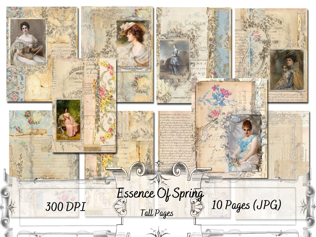 Essence of Spring - Tall Journal Pages - Printable Paper - Digital ...