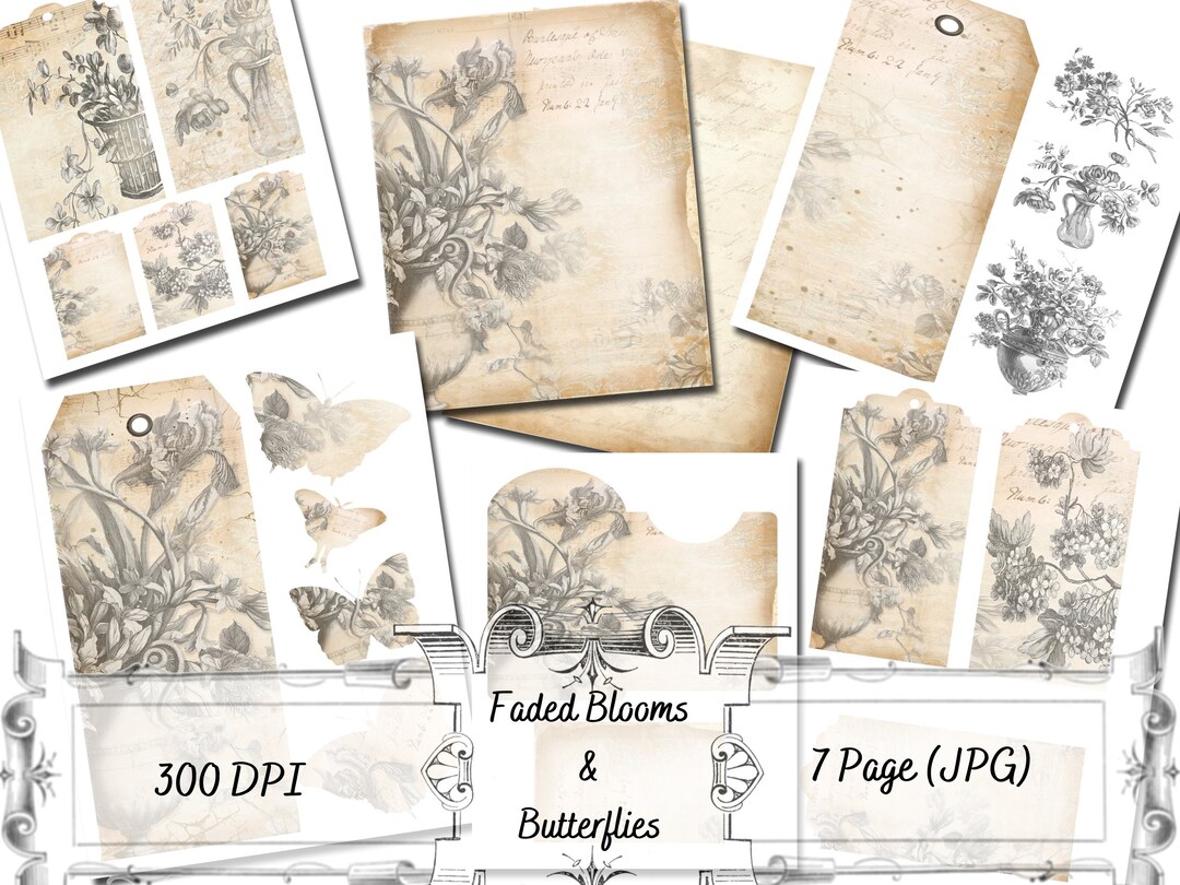 Faded Blooms and Butterflies - Essentials - Antique Ephemera ...