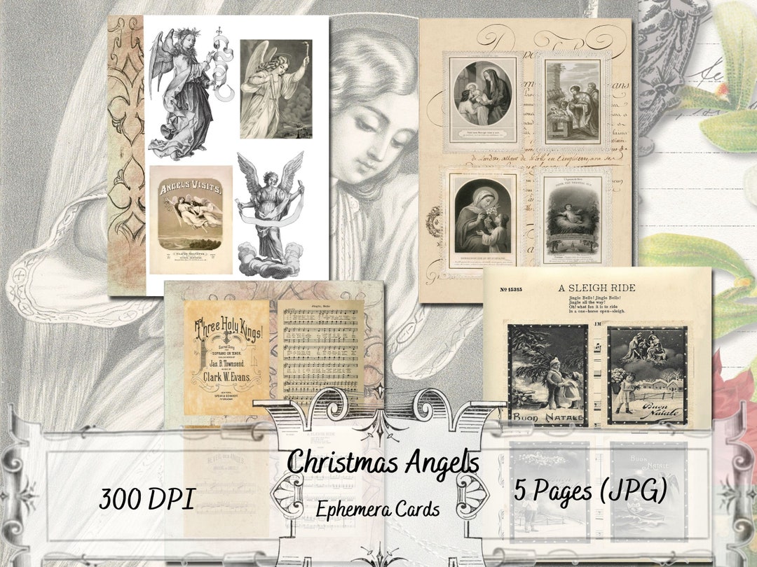 Christmas Angels - Ephemera Cards - Printable Pages - Junk Journaling ...