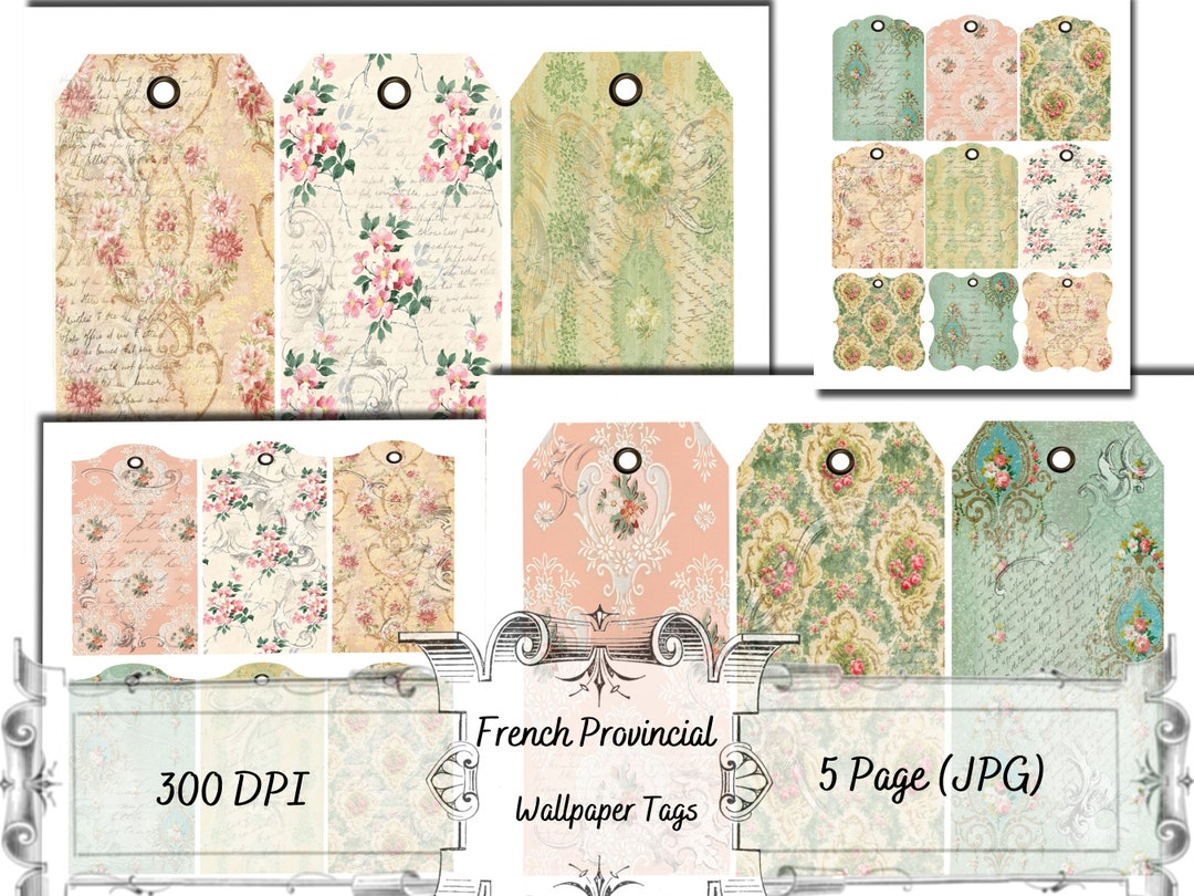 French Provincial Wallpaper Tag Kit - Printable for Instant Download ...