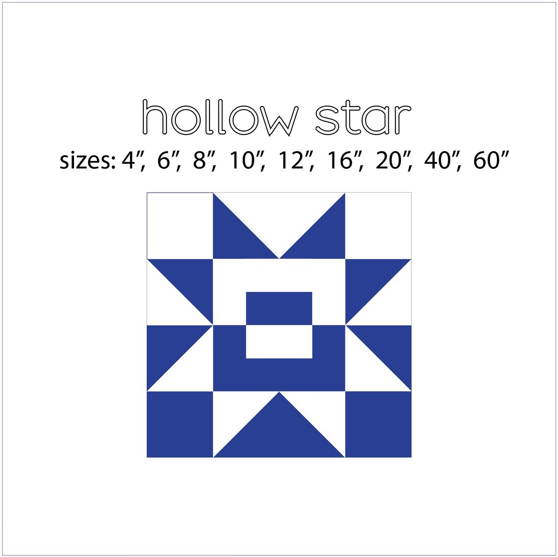 Hollow Star Pattern, Instant Download, NINE Sizes, 4" 6" 8" 10" 12" 16 ...