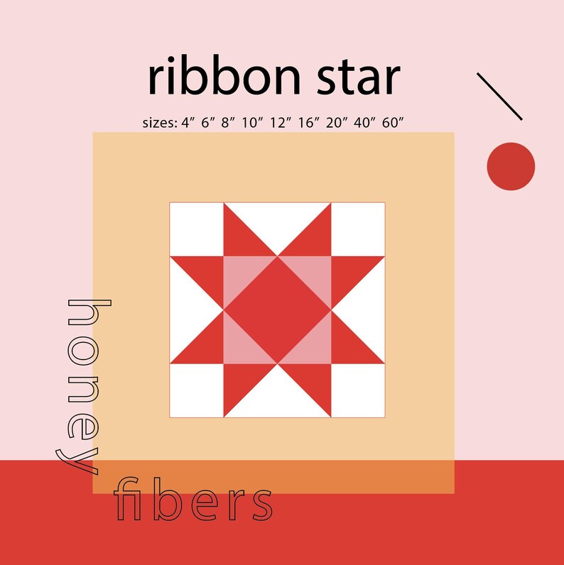 Ribbon Star Pattern, Instant Download, NINE Sizes, 4 6 8 10 12 16 20 40 ...