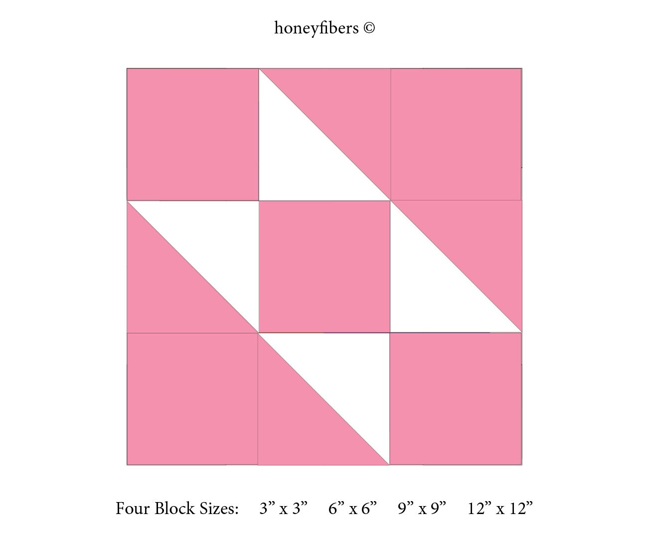 Nine Patch Variation Quilt Block, Instant Download, FOUR Quilt Block ...