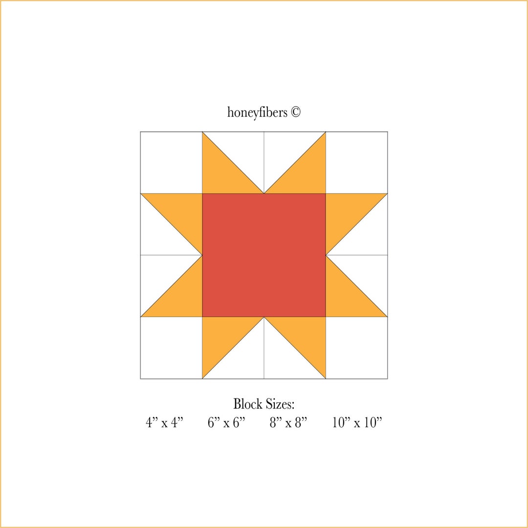 Sawtooth Star Pattern, Instant Download, FOUR Quilt Block Sizes: 4, 6, 8, 10 Easy Beginner ...