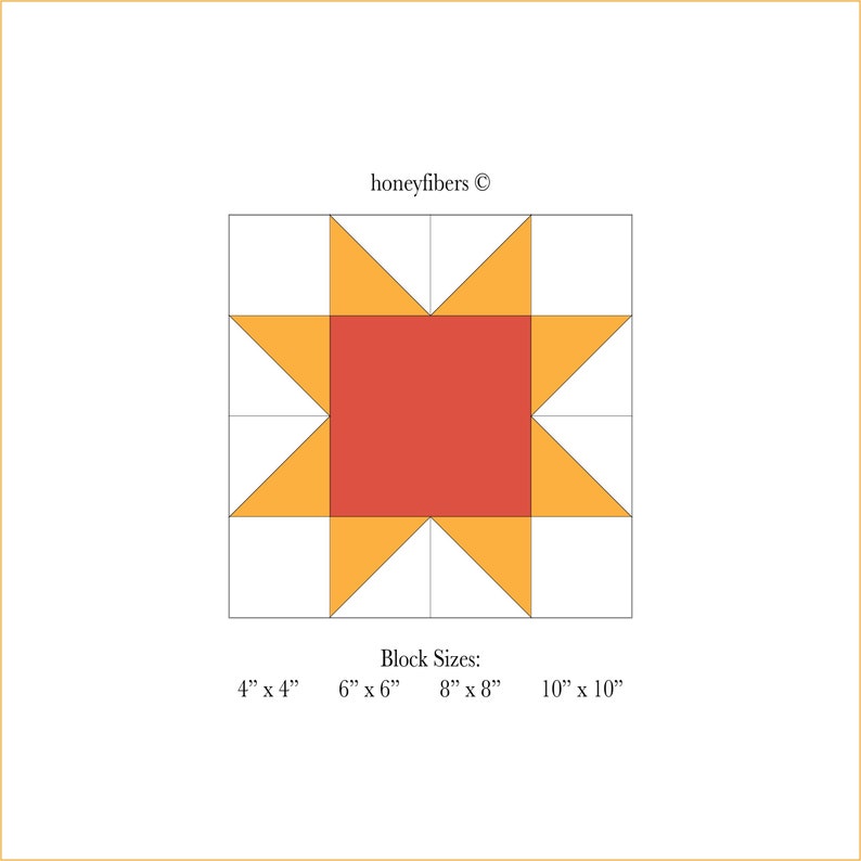 Sawtooth Star Pattern, Instant Download, FOUR Quilt Block Sizes: 4, 6 ...