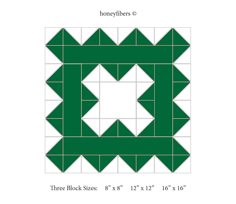 Quilt Block Pattern, Instant Download, THREE Quilt Block Sizes: 8, 12 ...