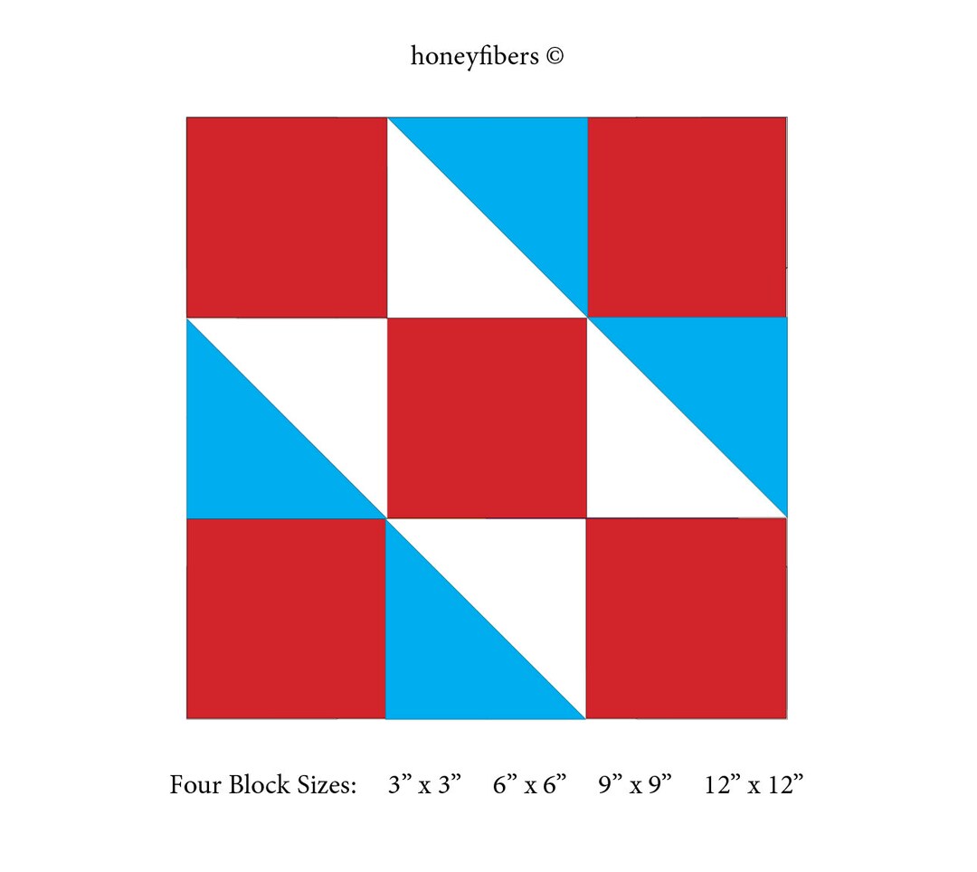 Nine Patch Variation Quilt Block, Instant Download, FOUR Quilt Block ...