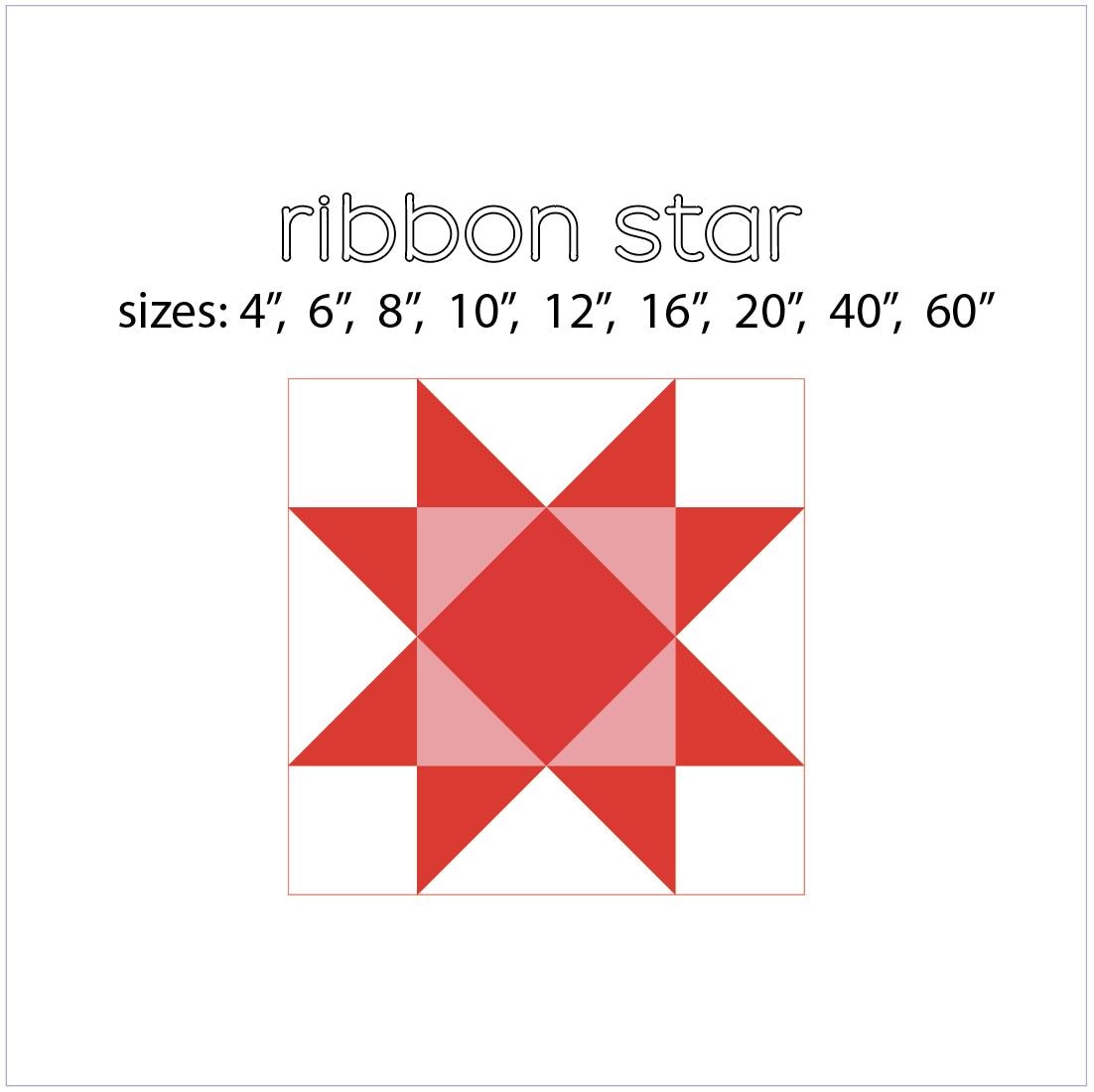 Ribbon Star Pattern, Instant Download, NINE Sizes, 4" 6" 8" 10" 12" 16 ...