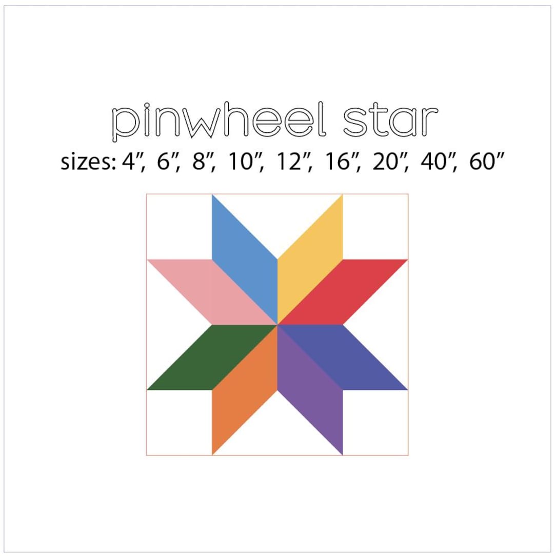 Pinwheel Star Pattern, Instant Download, NINE Sizes, 4" 6" 8" 10" 12 ...