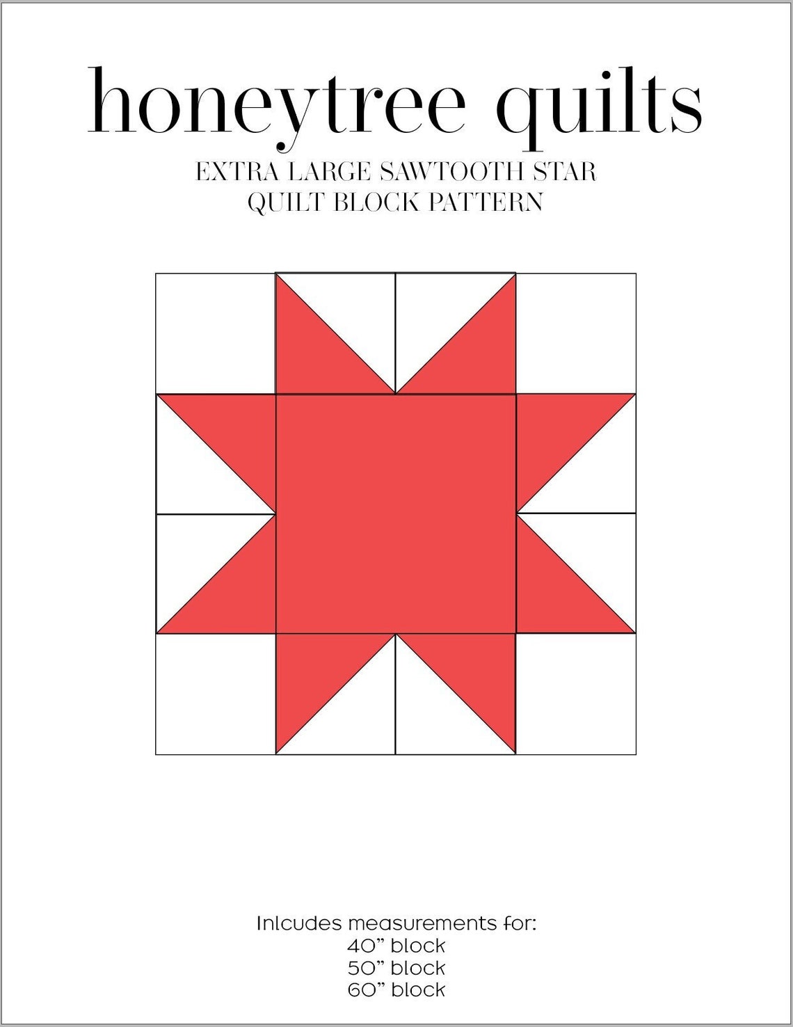 EXTRA LARGE Sawtooth Star Quilt Block Pattern Simple Pattern - Etsy Canada