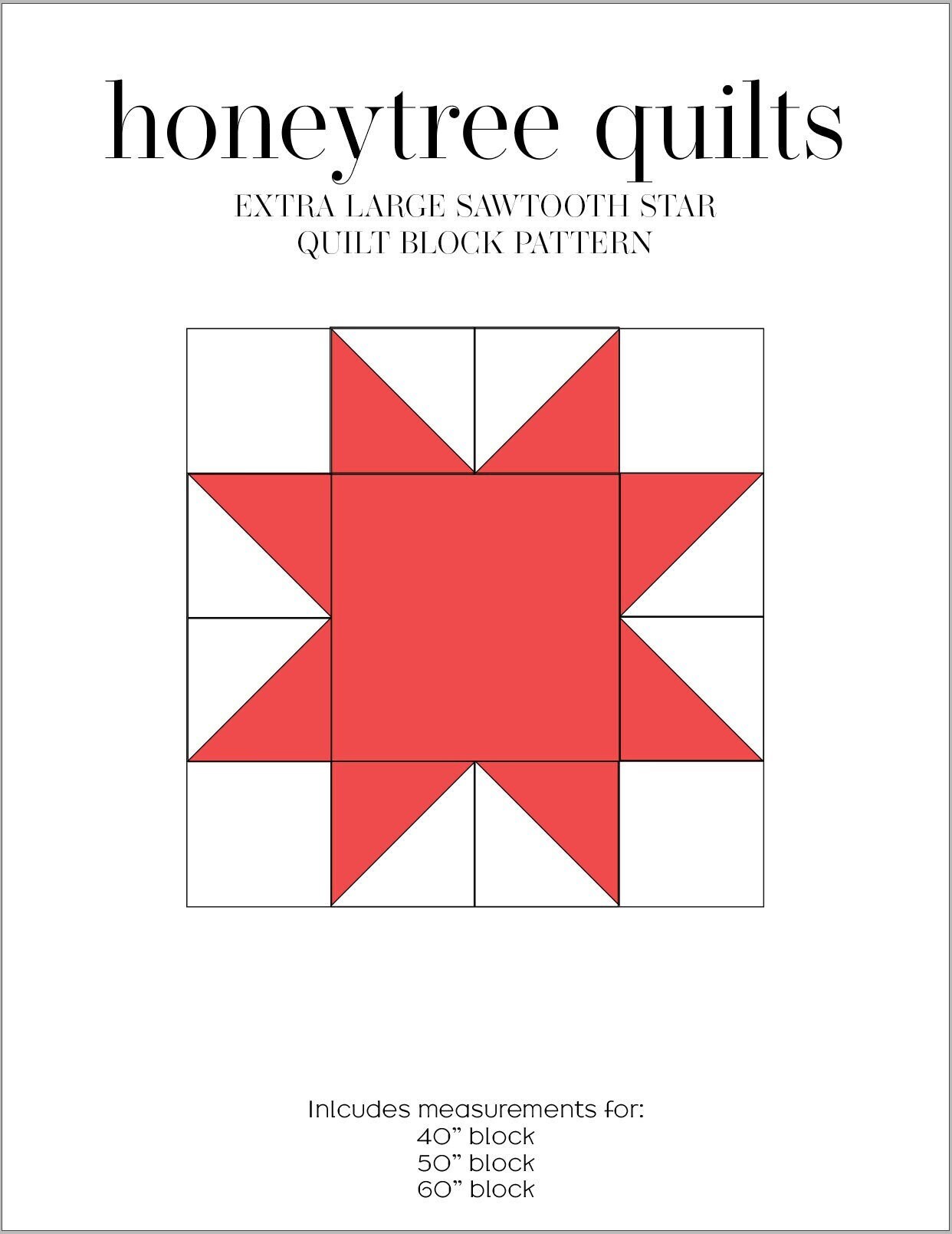 EXTRA LARGE Sawtooth Star Quilt Block Pattern Simple Pattern - Etsy Canada