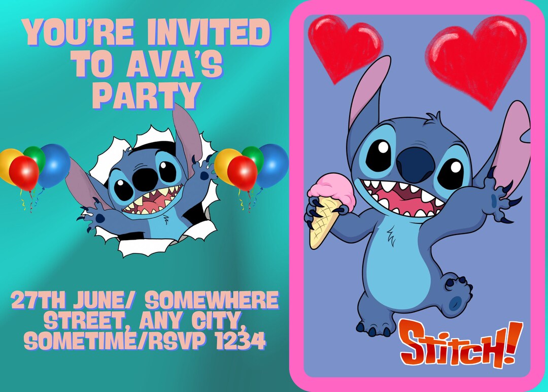 Stitch Fun Party Invitation - Etsy