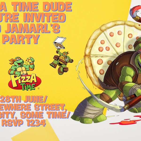Ninja Turtle Pizza Invitation - Etsy