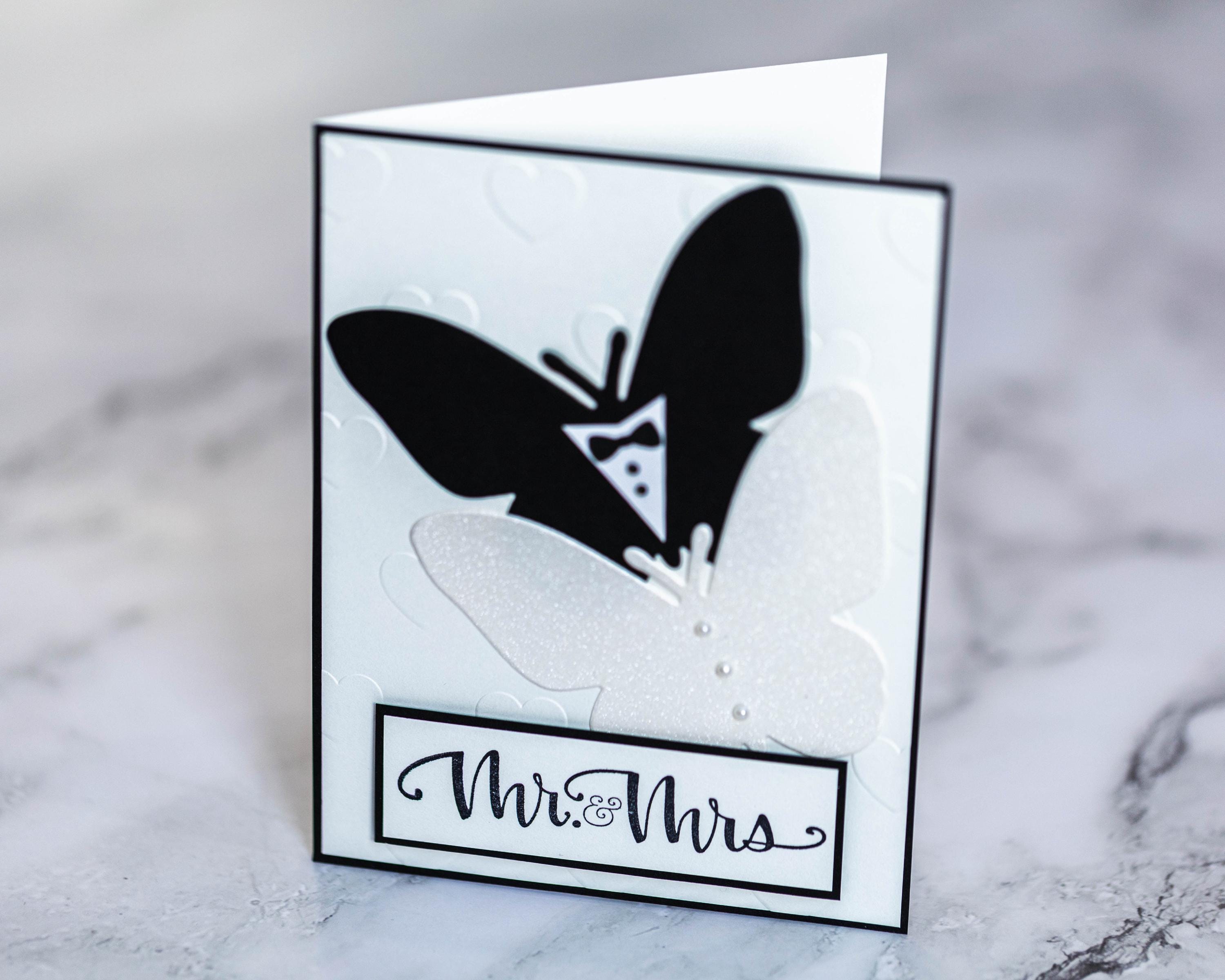 3D Wedding Card, Butterfly Card, Mr and Mrs Card, Elegant Card, Black ...