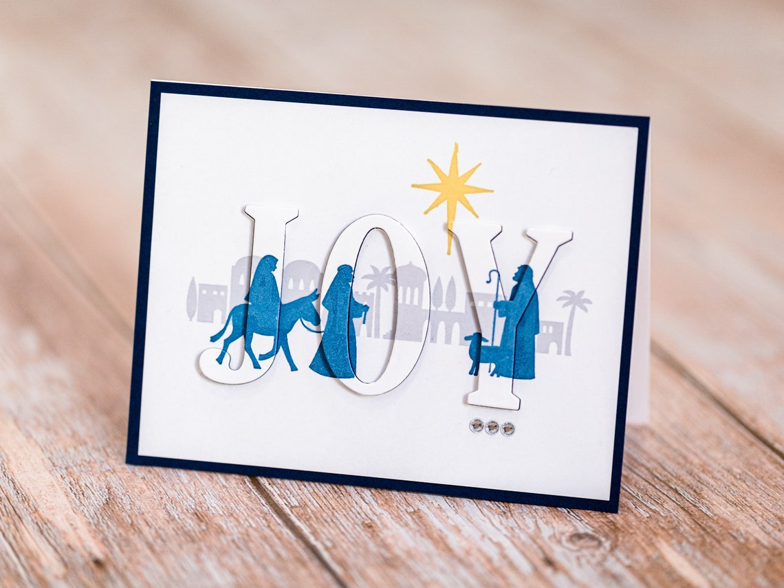 3D Joy Christmas Card, Bethlehem Card, Eclipse Card, Elegant Holiday ...