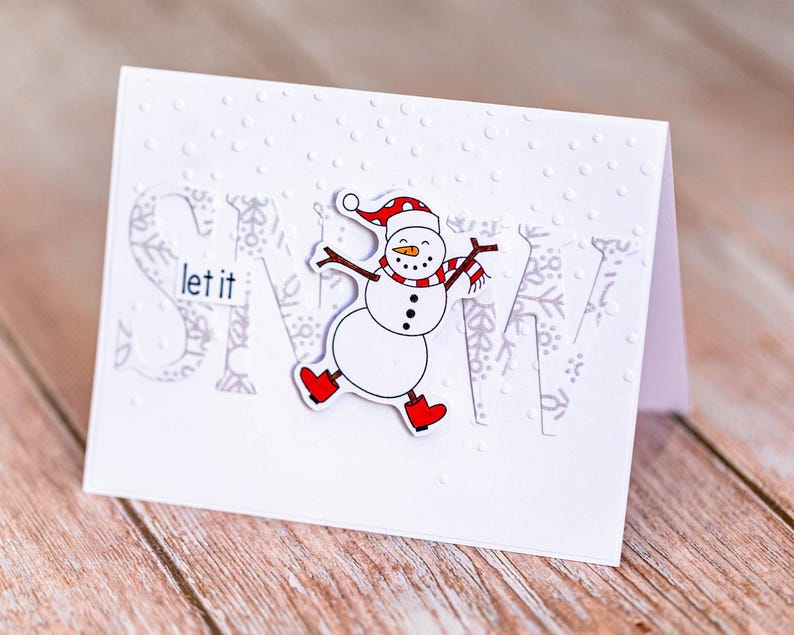 3D Snowman Card, Let It Snow Card, Christmas Card, Holiday Card ...
