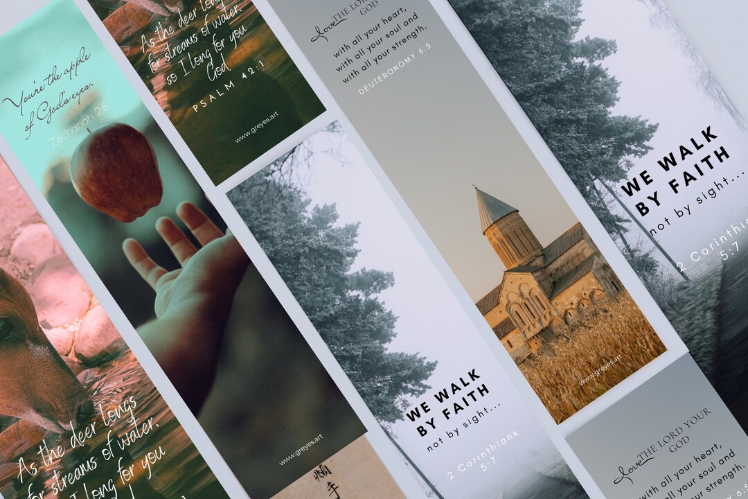 DIGITAL DOWNLOAD Bookmarks, 4x Christian Bookmarks, Bible Verses Art ...