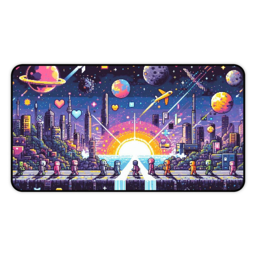 Pixel Art Space Arcade Game Desk Mat, Gaming Mouse Pad, Retro Gamer ...