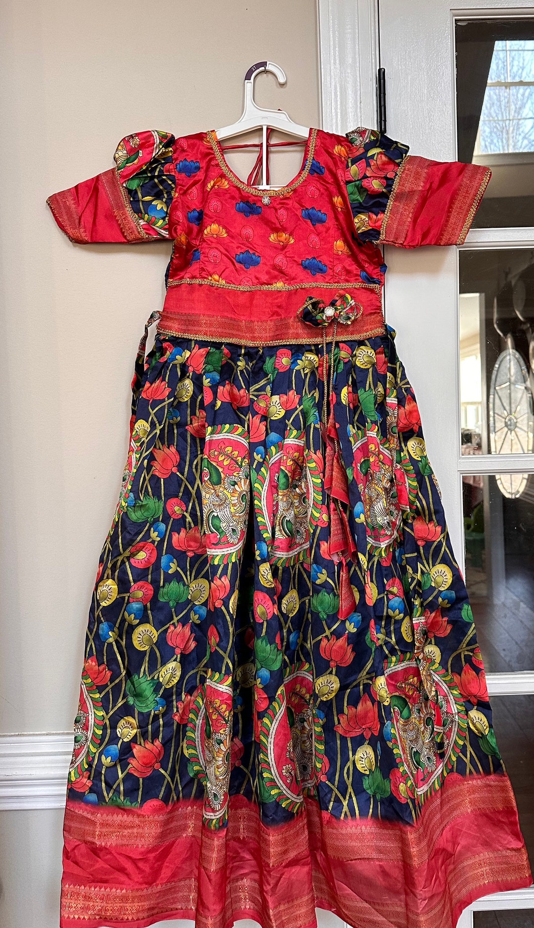 Indian Traditional Trending Kalamkari Long Gown for 7-8yr Girls/ Indian ...