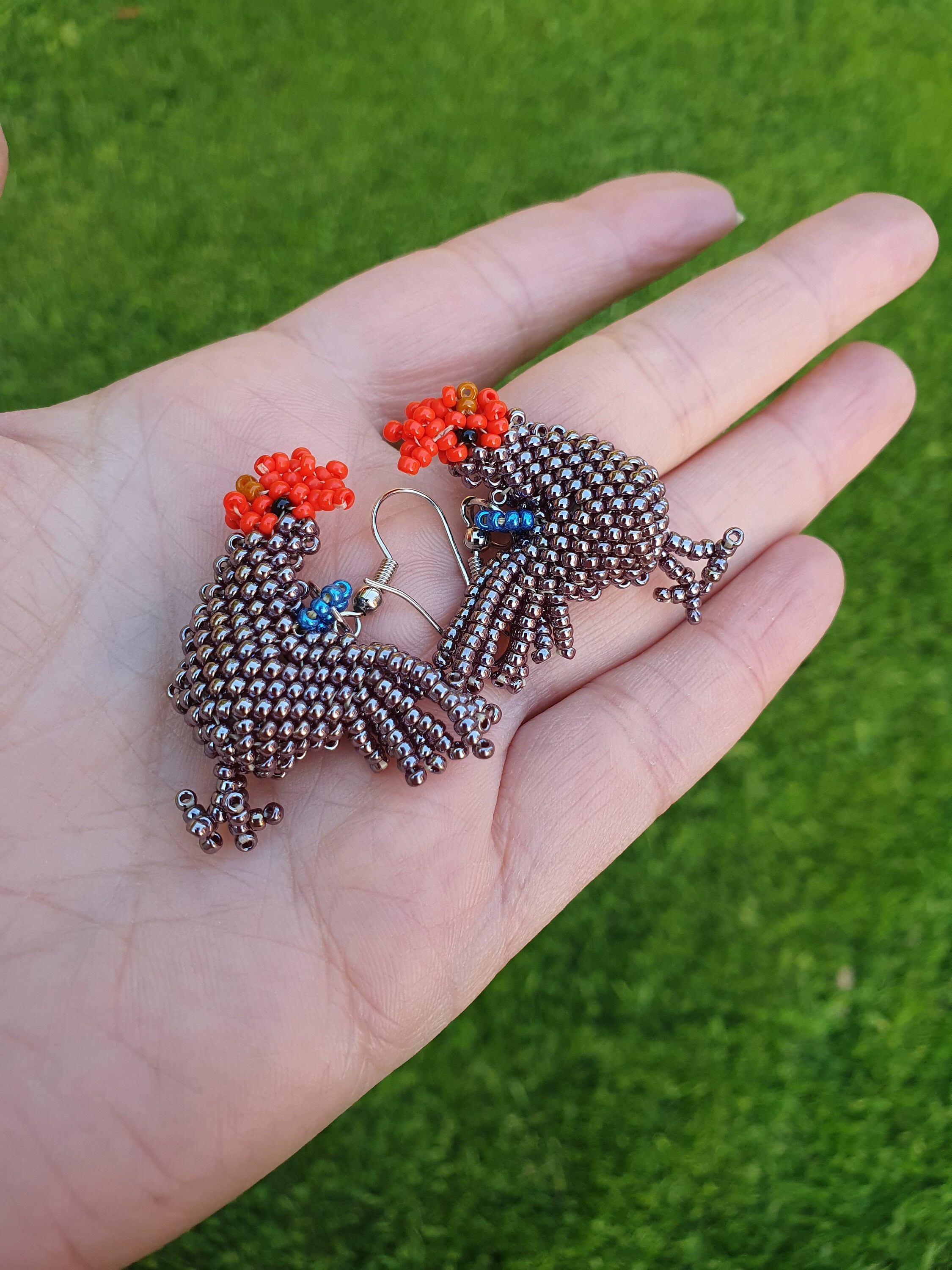 Unique Funny Rooster Earrings, Beaded Animal for Animal Lover, 3d Coop ...