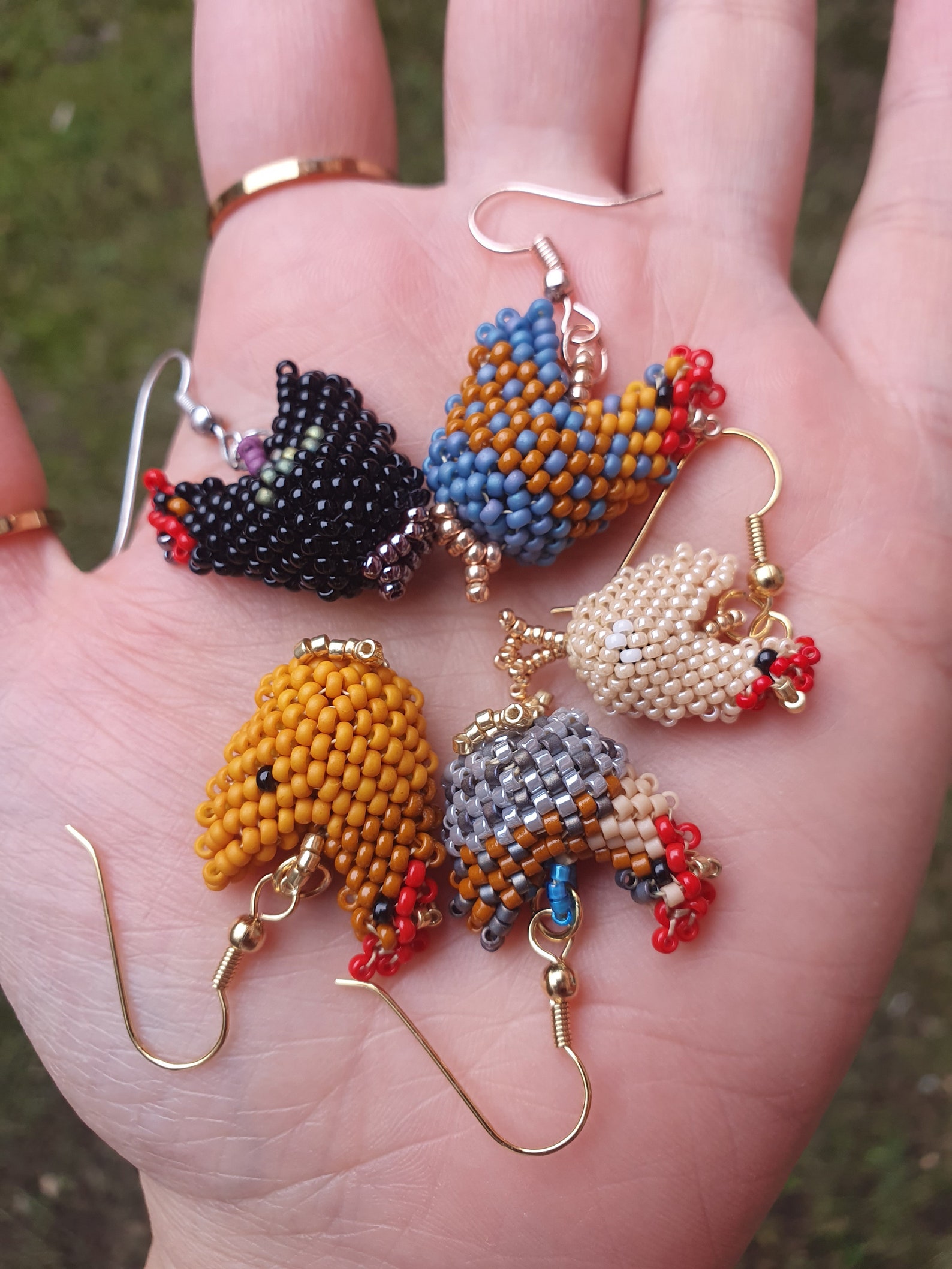 Unique Beaded Hen Earrings, Funny Dangle Chickens, Customized Jewelry ...