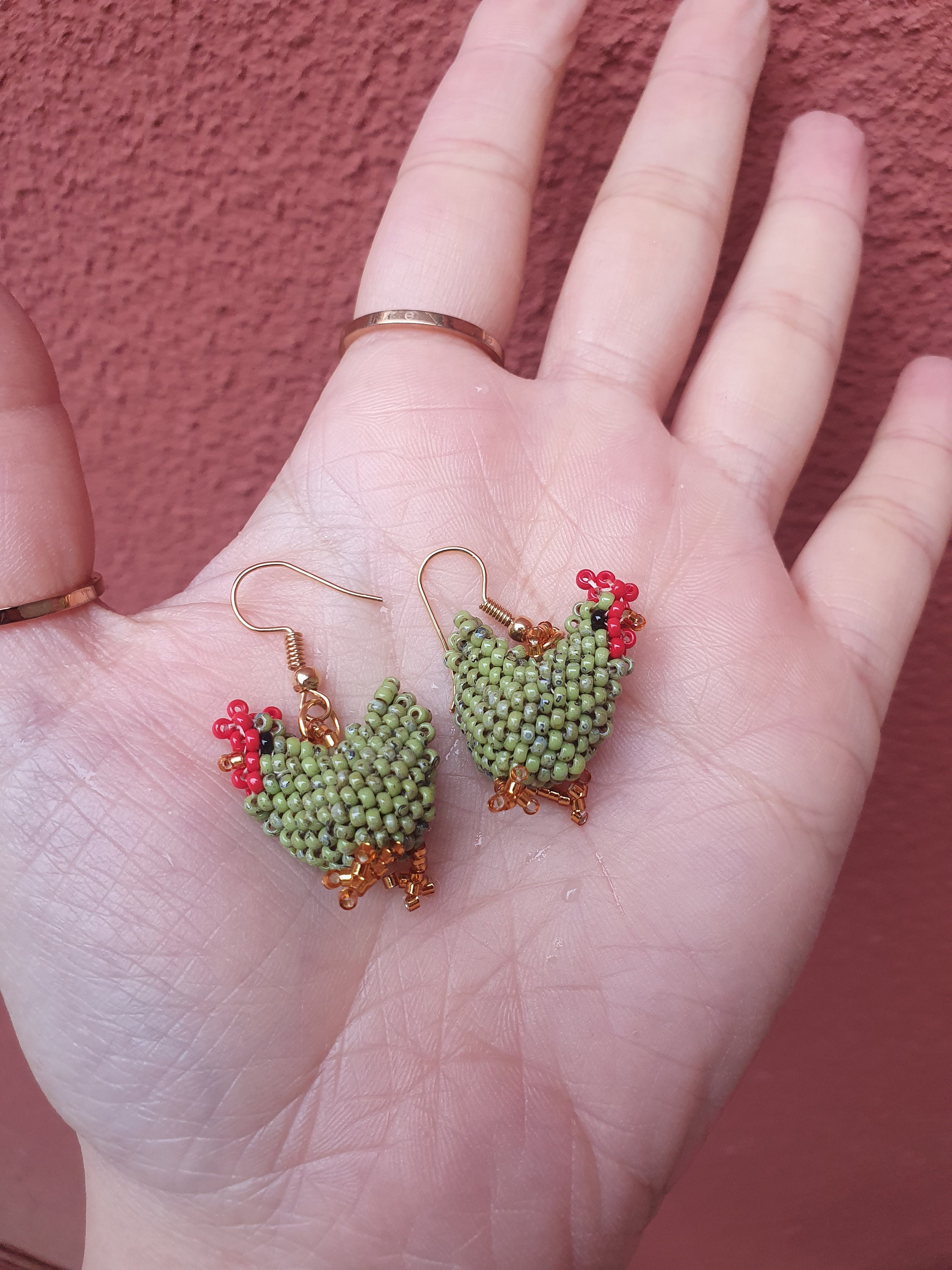 Beaded Hen Earrings: 3D Miyuki Bead Chicken Jewelry - Etsy