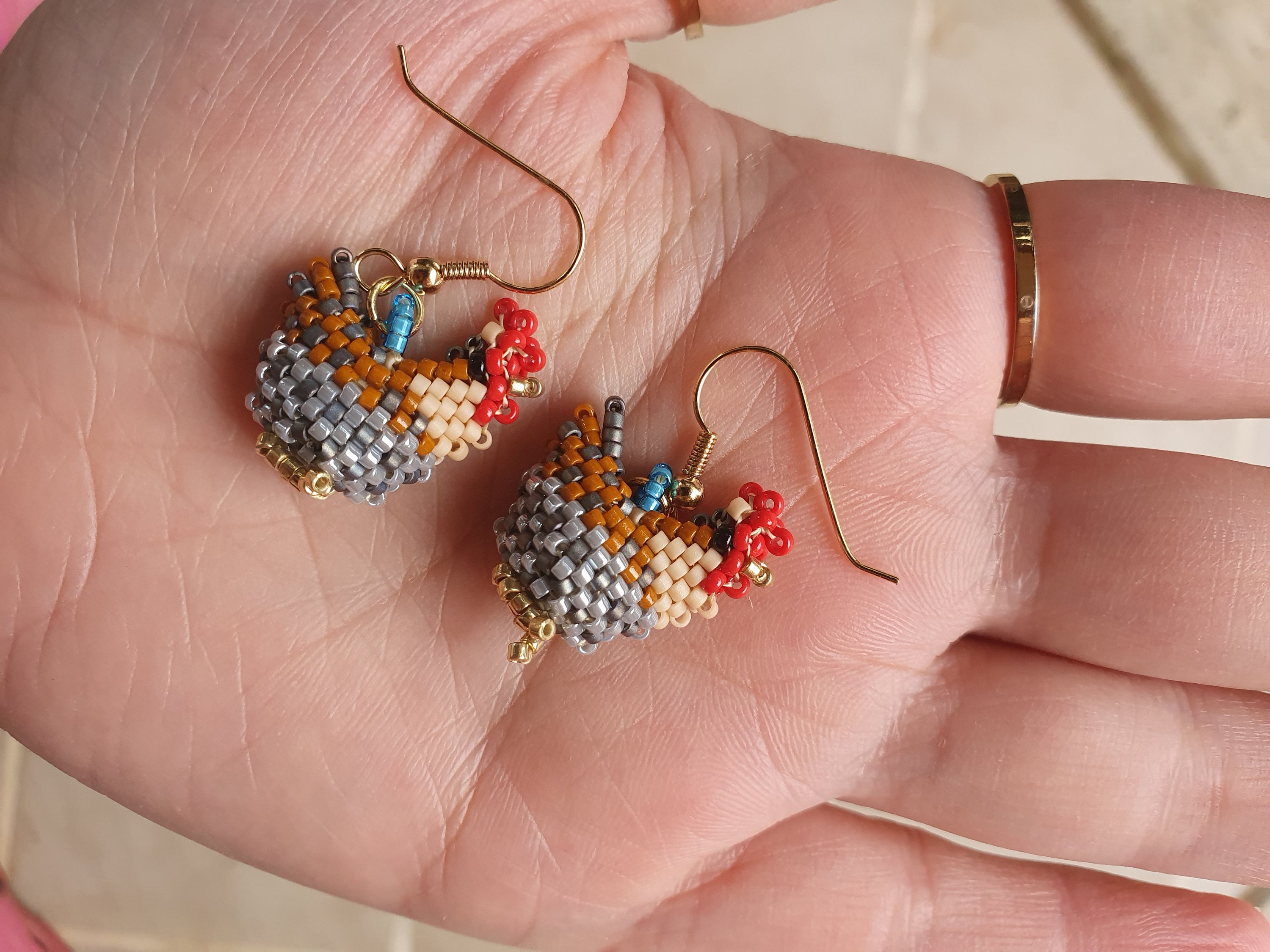 Unique Beaded Hen Earrings, Funny Dangle Chickens, Customized Jewelry ...