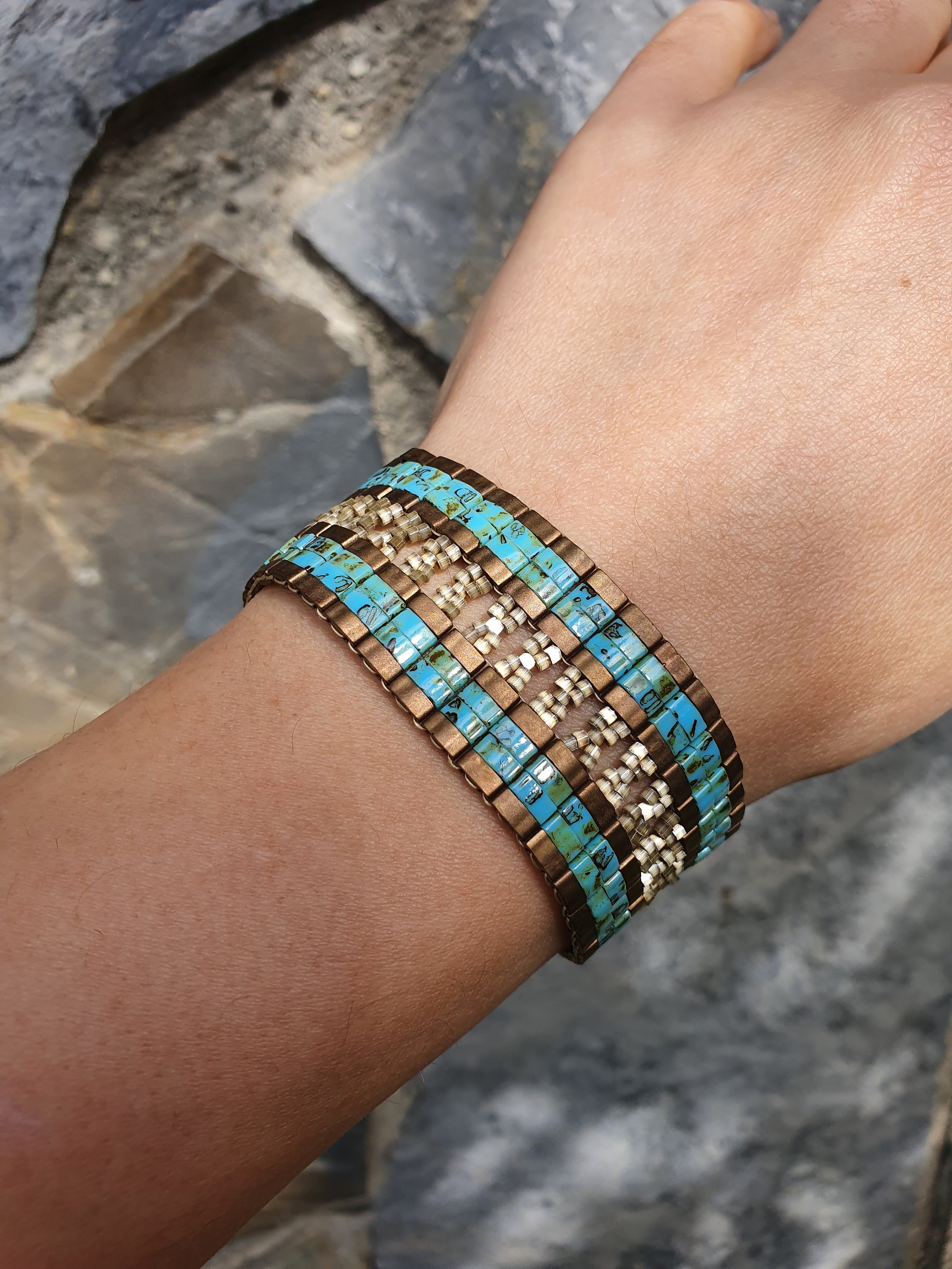 Modern Cuff Blue Bracelet Unique Aegean Accessory Summer - Etsy