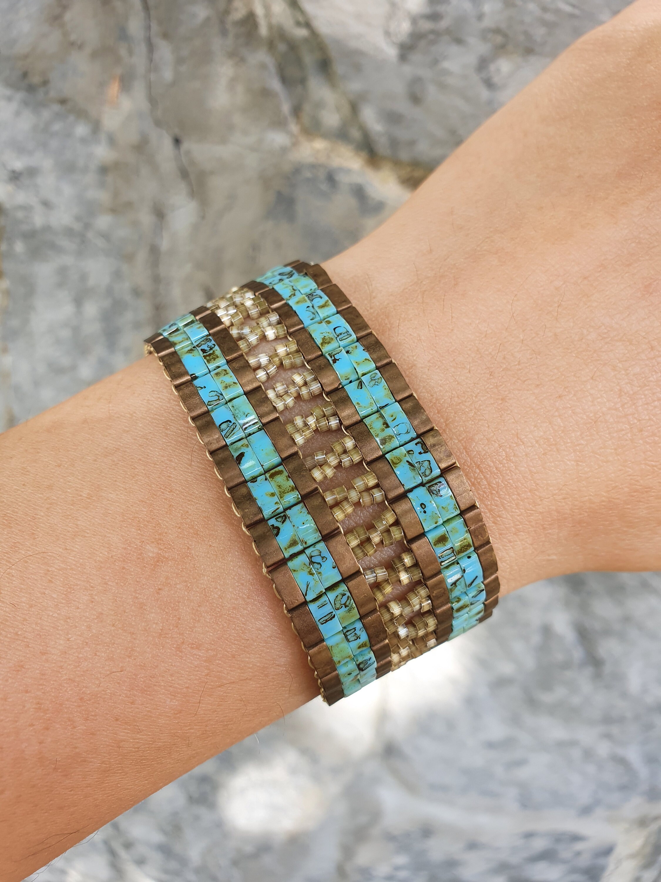 Modern Cuff Blue Bracelet Unique Aegean Accessory Summer - Etsy