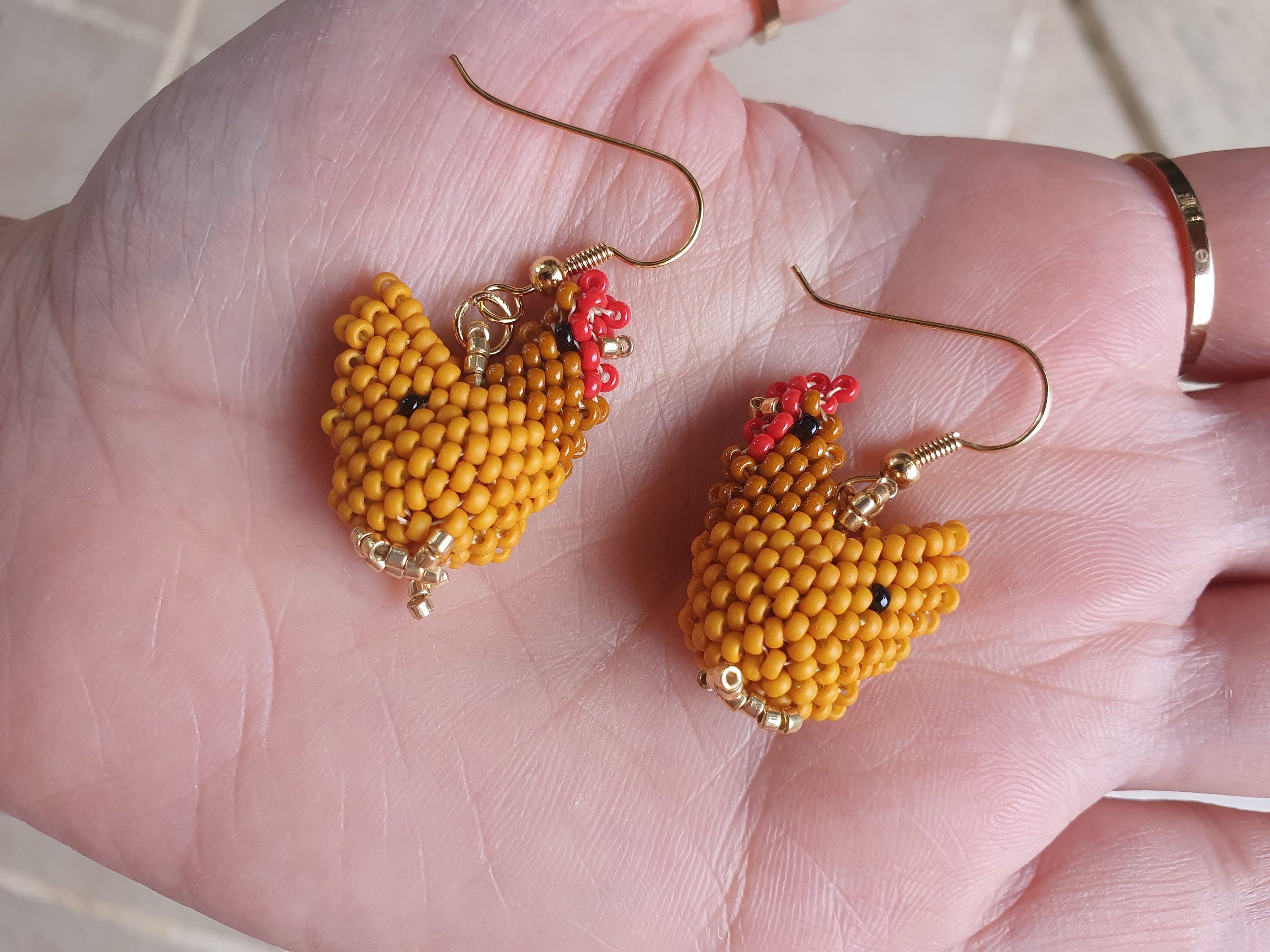 Unique Beaded Hen Earrings, Funny Dangle Chickens, Customized Jewelry ...