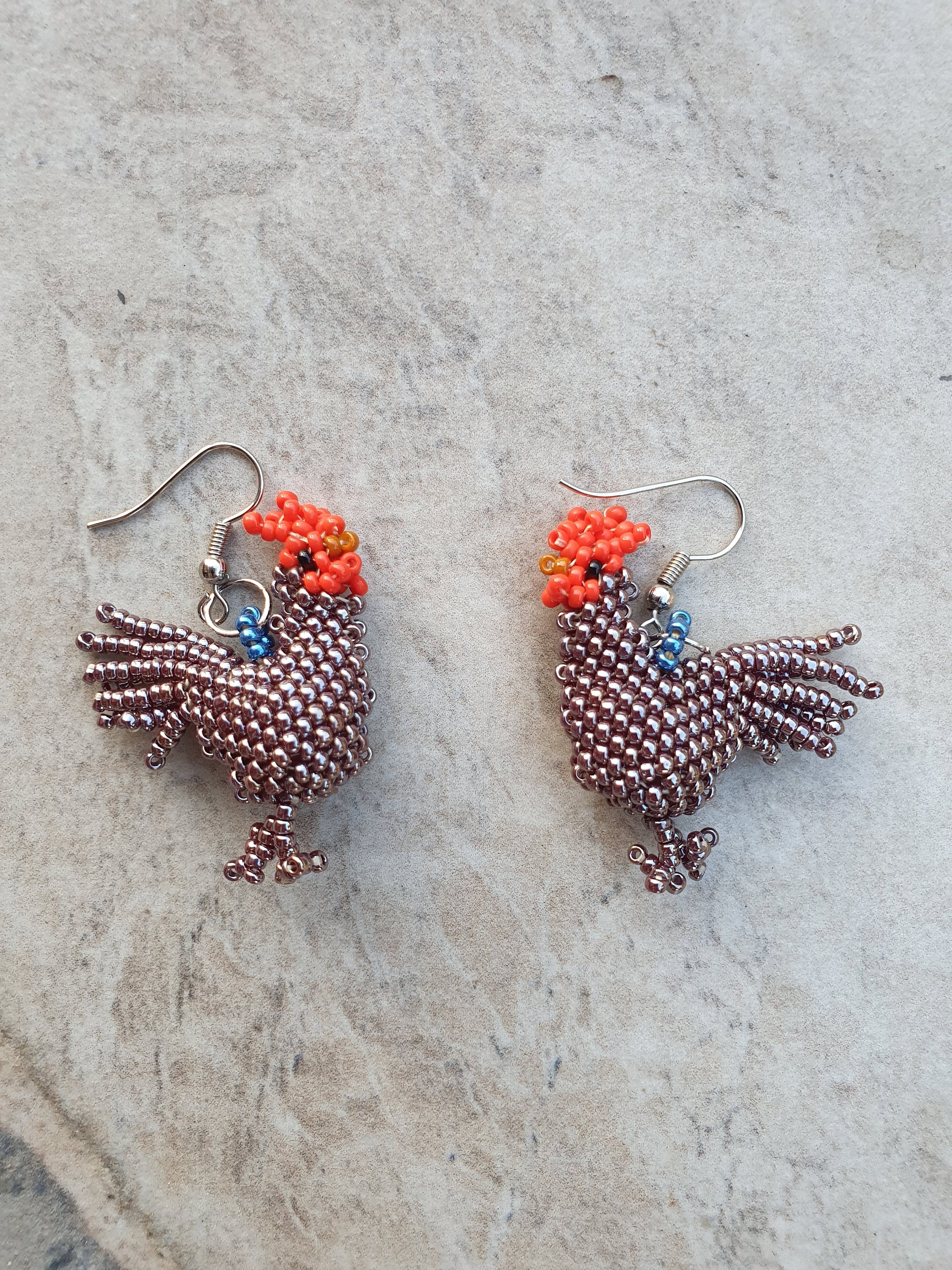 Unique Funny Rooster Earrings, Beaded Animal for Animal Lover, 3d Coop ...