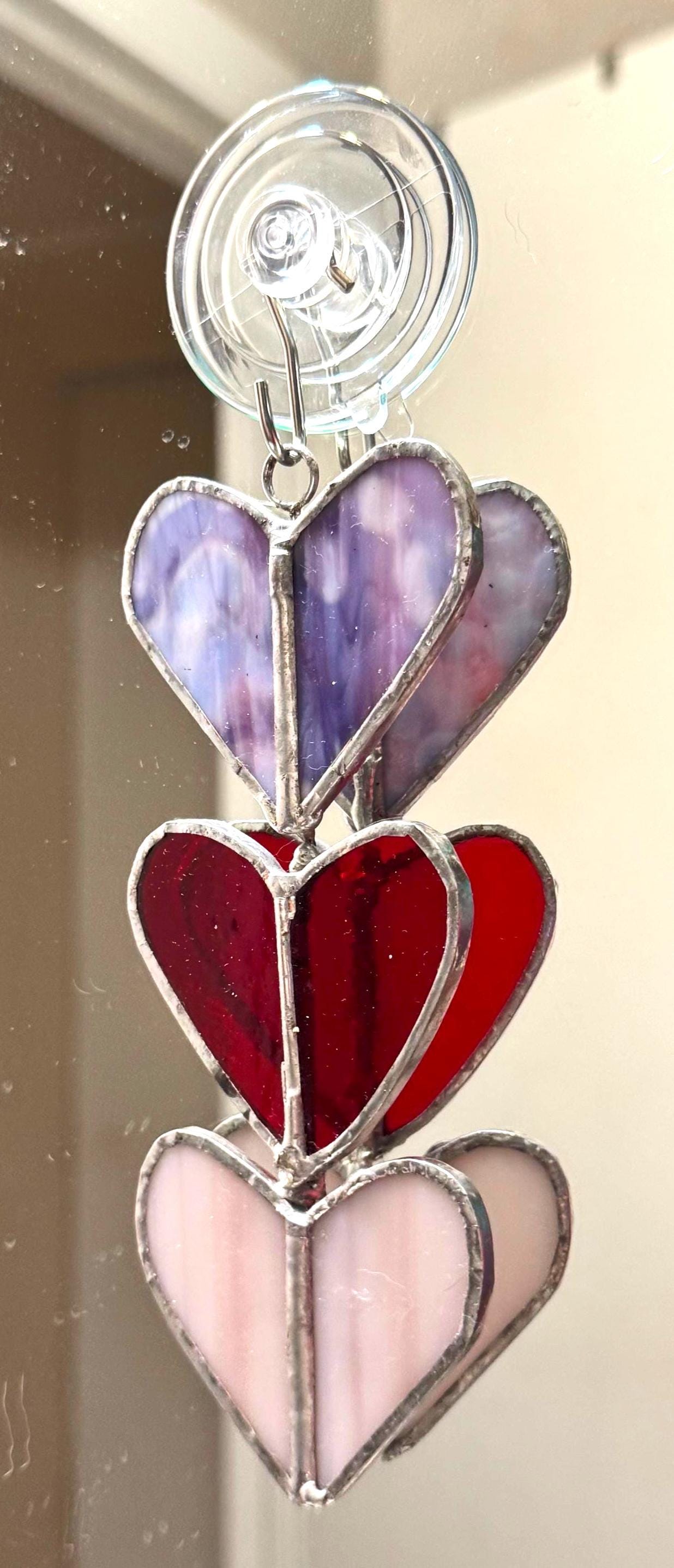 Stained Glass Heart Suncatcher, Glass Suncatcher, Glass Heart ...