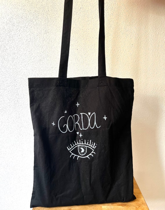 Black Cloth Bag With Custom Long Handles - Etsy
